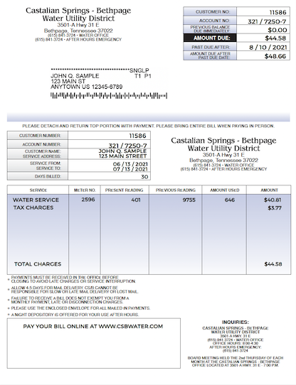 Understand My Bill – Castalian Springs – Bethpage Water Utility District